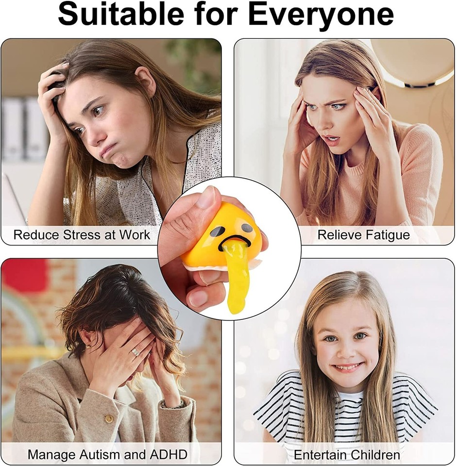 4PCS Round Puking Ball Sucking and Vomiting Lazy Egg Yolk Stress Tricky ...