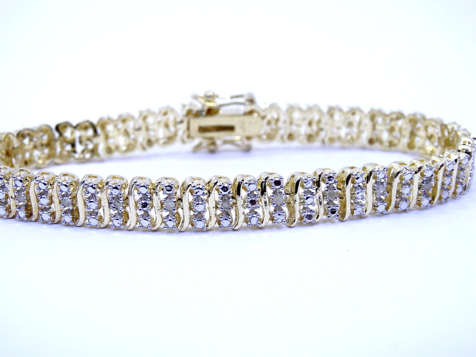 ROBERT SEEMAN RSE Diamond 14k Gold over 925 Silver TRIPLE TENNIS ...