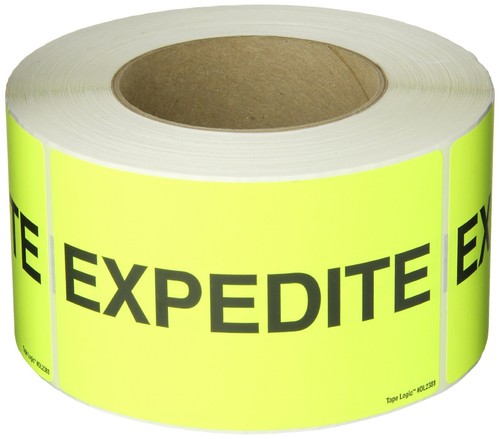 Aviditi 3" x 5","Expedite" Fluorescent Yellow Warning Sticker, for ...
