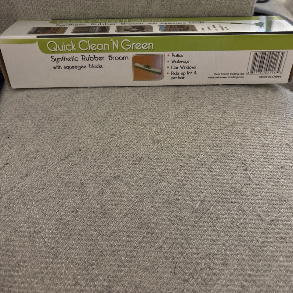 QUICK CLEAN 'N GREEN SYNTHETIC RUBBER BROOM W/SQUEEGEE BLADE | eBay