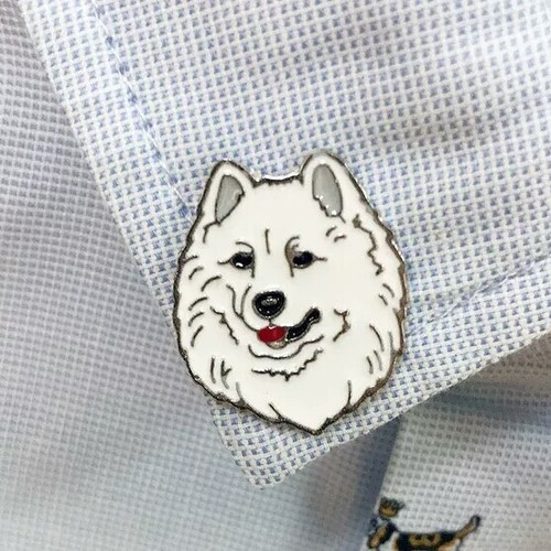 Samoyed Samoyedskaya Smiley, Sammy dog hund inspired collar gift pin ...