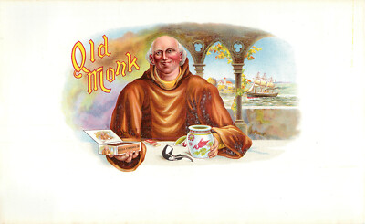 Antique Cigar Box Label Old Monk Tea Matches Smoking Pipe Ship | eBay