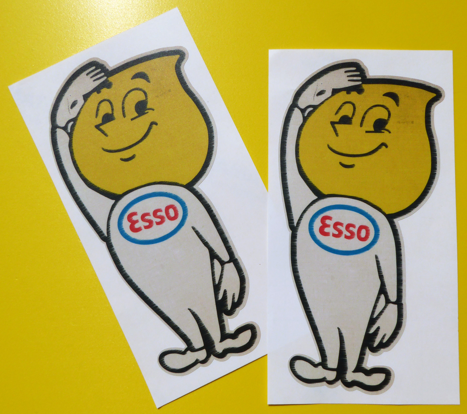 ESSO OIL DROP MAN Classic Car 'WORN RETRO EFFECT' stickers decals Mini ...