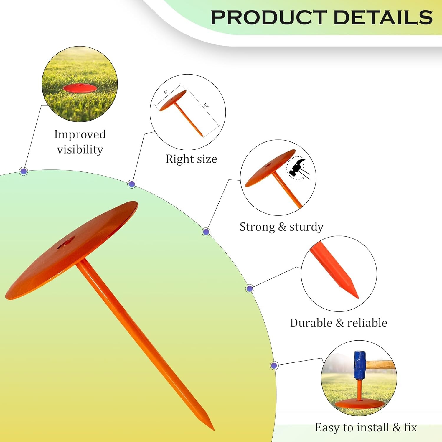 Survey Stakes - Septic Tank Marker - 6" x 10" - Pack of 6 - Property ...