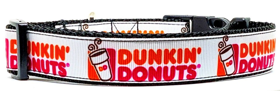 Dunkin Donuts dog collar handmade adjustable buckle 1"or 5/8" wide or ...