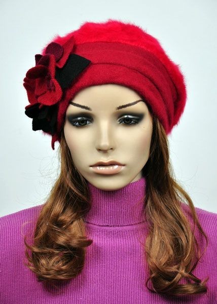 M72 NEW Wool Rabbit Fur Fashion Women's Winter Hat Beanie Cap Flowers ...