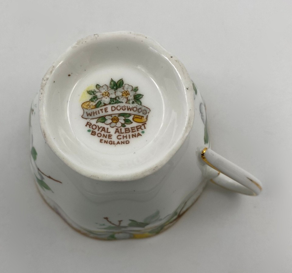 Royal Albert White Dogwood Cup (s) Bone China Brushed Gold Trim | eBay