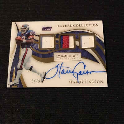 2020 Immaculate Harry Carson Players Collection Triple Patch Auto #24/ ...