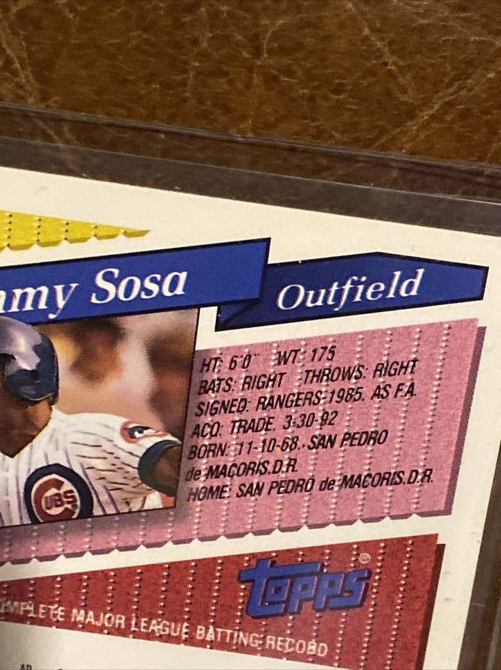 Sammy Sosa 1993 Topps Card #156 Error Wrong date of birth | eBay