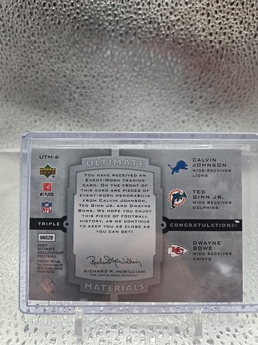 2007 Upper Deck Calvin Johnson Ted Ginn Jr Dwayne Bowe Patches #40/50 ...