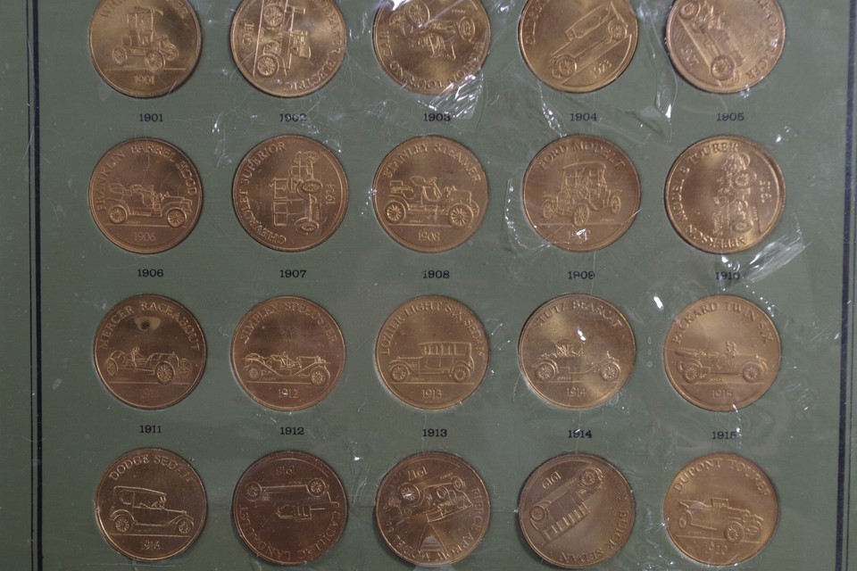 FRANKLIN MINT 25 PIECES ANTIQUE CAR COIN COLLECTION SERIES 1 BRONZE | eBay