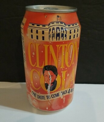 VINTAGE PRESIDENT BILL CLINTON COLA CAN-DO EMPTY - OPENED ON BOTTOM ...