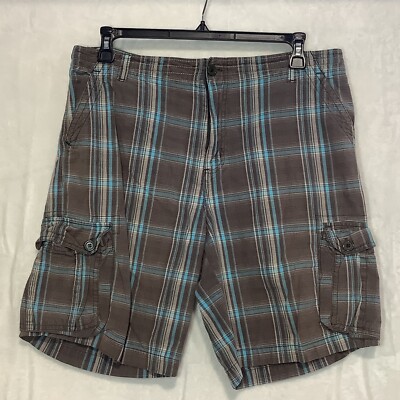 Andrew Fezza Men's Plaid Cargo Shorts 36 Regular Fit Madras Check ...