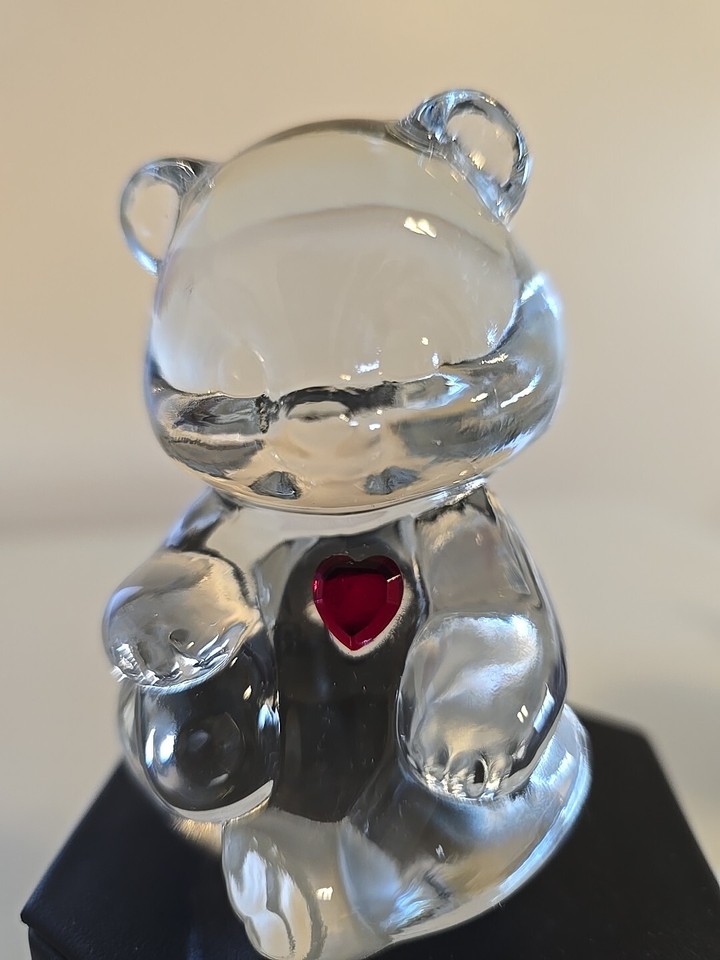 Vintage Fenton Birthstone January Bear Art Glass Figurine Red Heart 4 ...