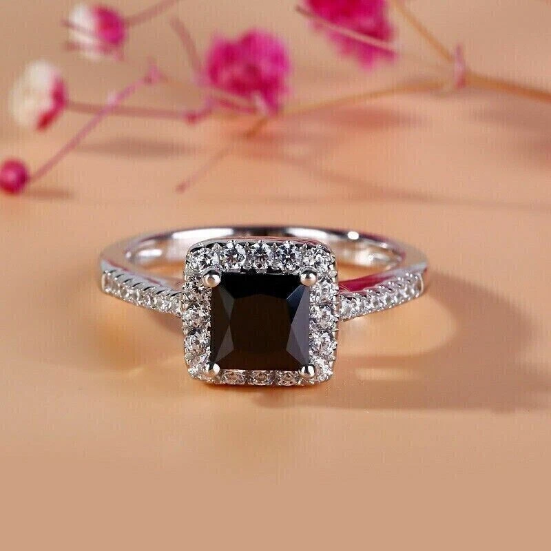 Black Diamond Square Engagement Rings