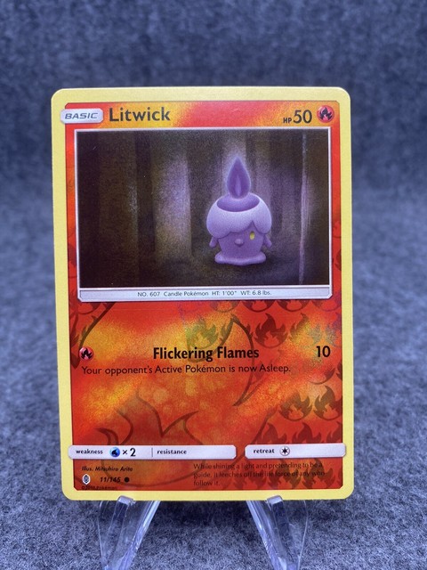 Pokémon TCG Litwick Sun & Moon: Guardians Rising 11/145 Reverse Holo ...