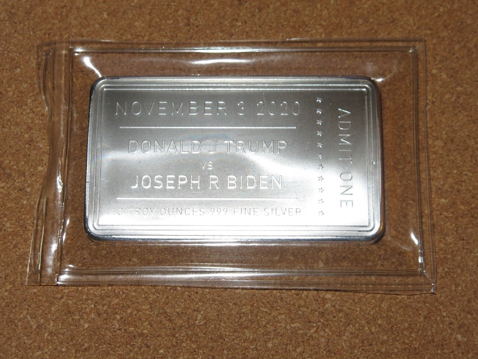Very Collectible! Trump vs Biden 10 oz .999 Silver Bar - HUSTLE ON THE ...