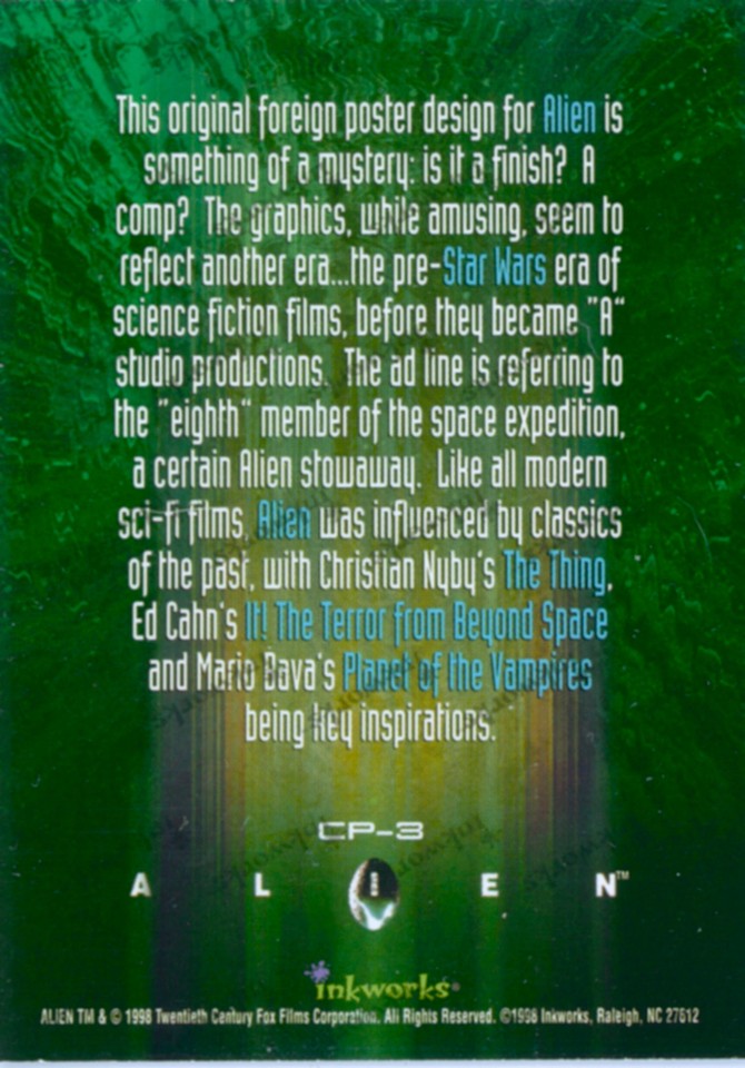 Alien Legacy Poster Gallery Card CP-3 | eBay