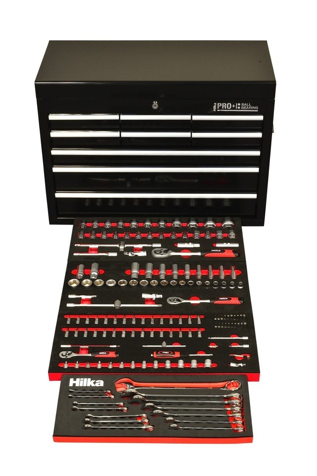 Hilka Tool Storage Chest Box With 156 pce Eva Socket Spanner Mechanics ...