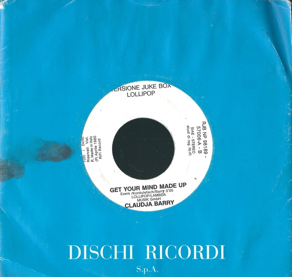 45 RPM Record Drupi / Claudja Barry – Sera / Get Your Mind Made Up | eBay