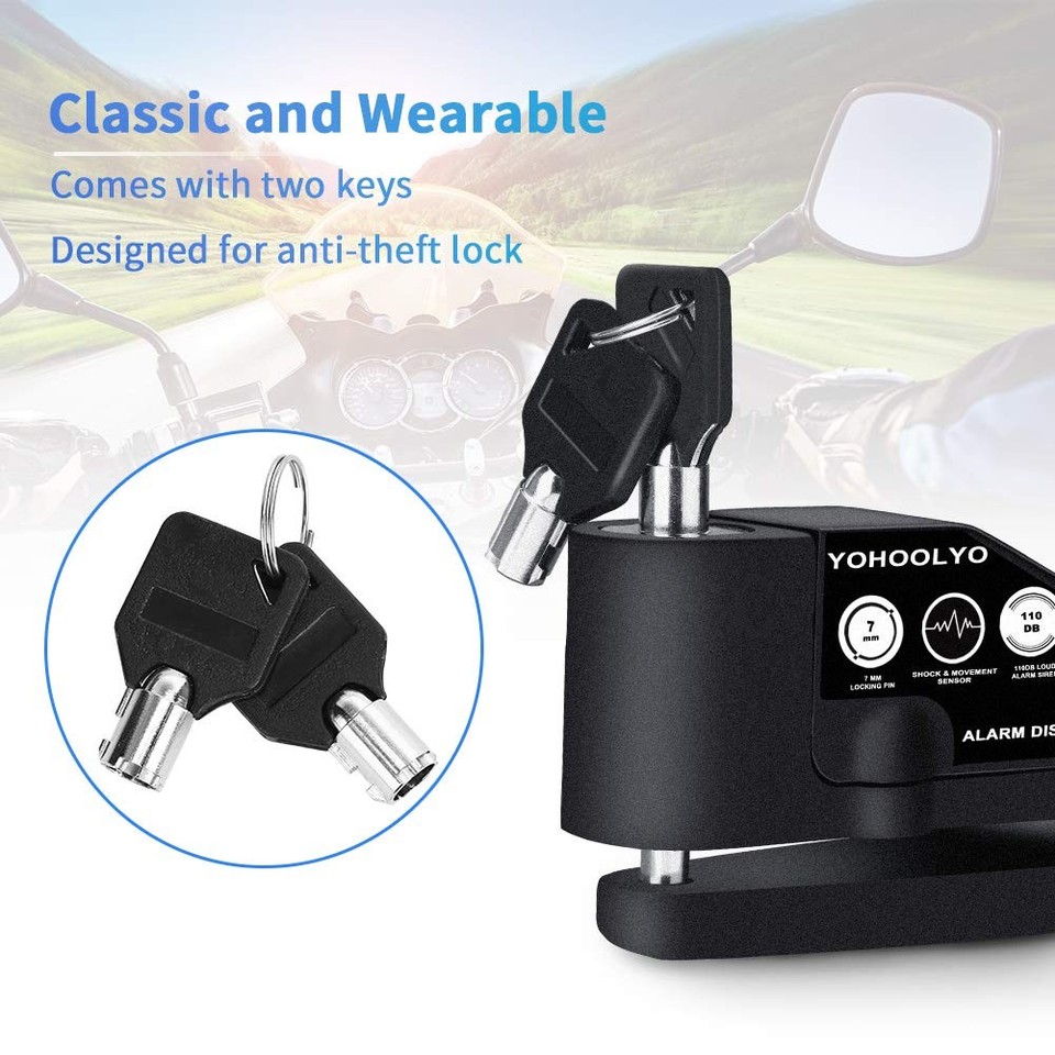 Alarm Disc Lock Motorcycle Disc Brake Lock Anti-Theft Waterproof 110 dB ...