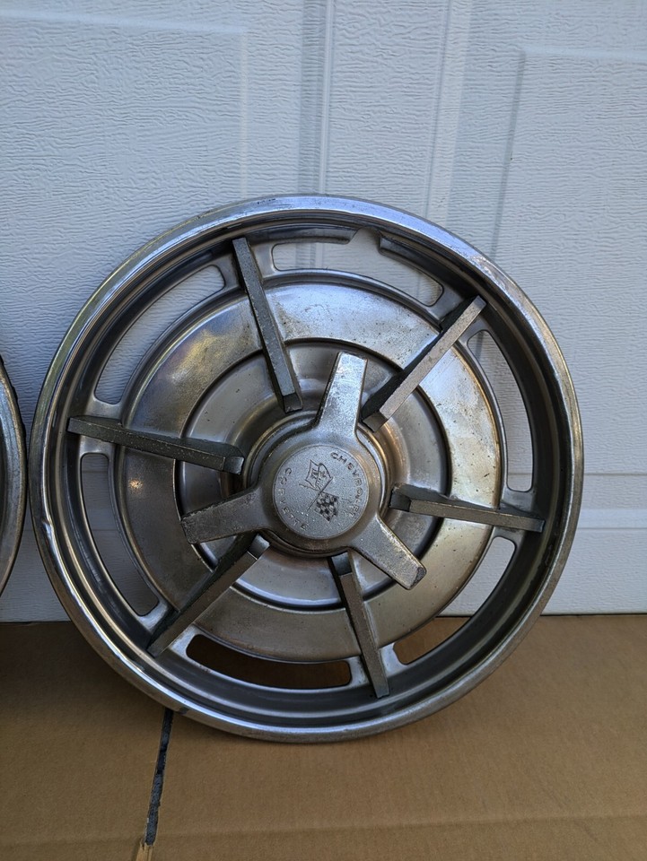 1963 Chevrolet Corvette Hubcaps Set of 4 Stainless Steel Body Originals ...