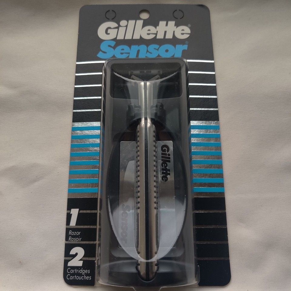 Vintage Original Gillette Sensor Razor & 2 Blades U.S.A. 1986 Brand New ...