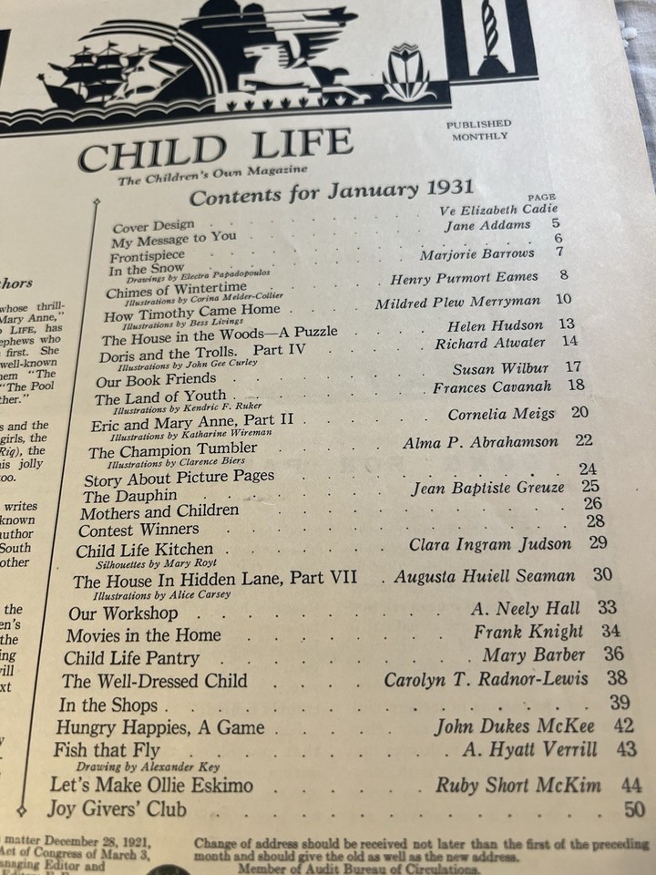 January 1931 Child Life: The Children's Own Magazine Complete 52 Pages ...
