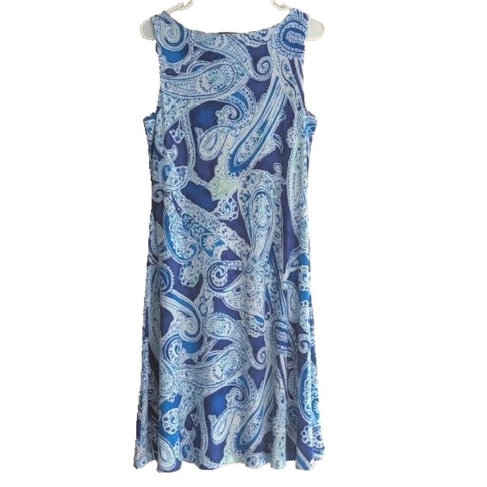 Ralph Lauren Sleeveless Dress Blue White Print Women's Size Medium ...