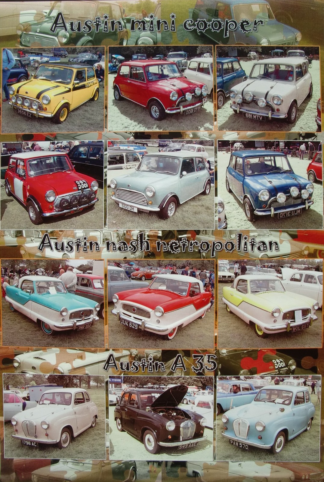 AUSTIN MINI-COOPERS, NASH NETROPOLITAN, A35 POSTER - BRITISH CARS ...