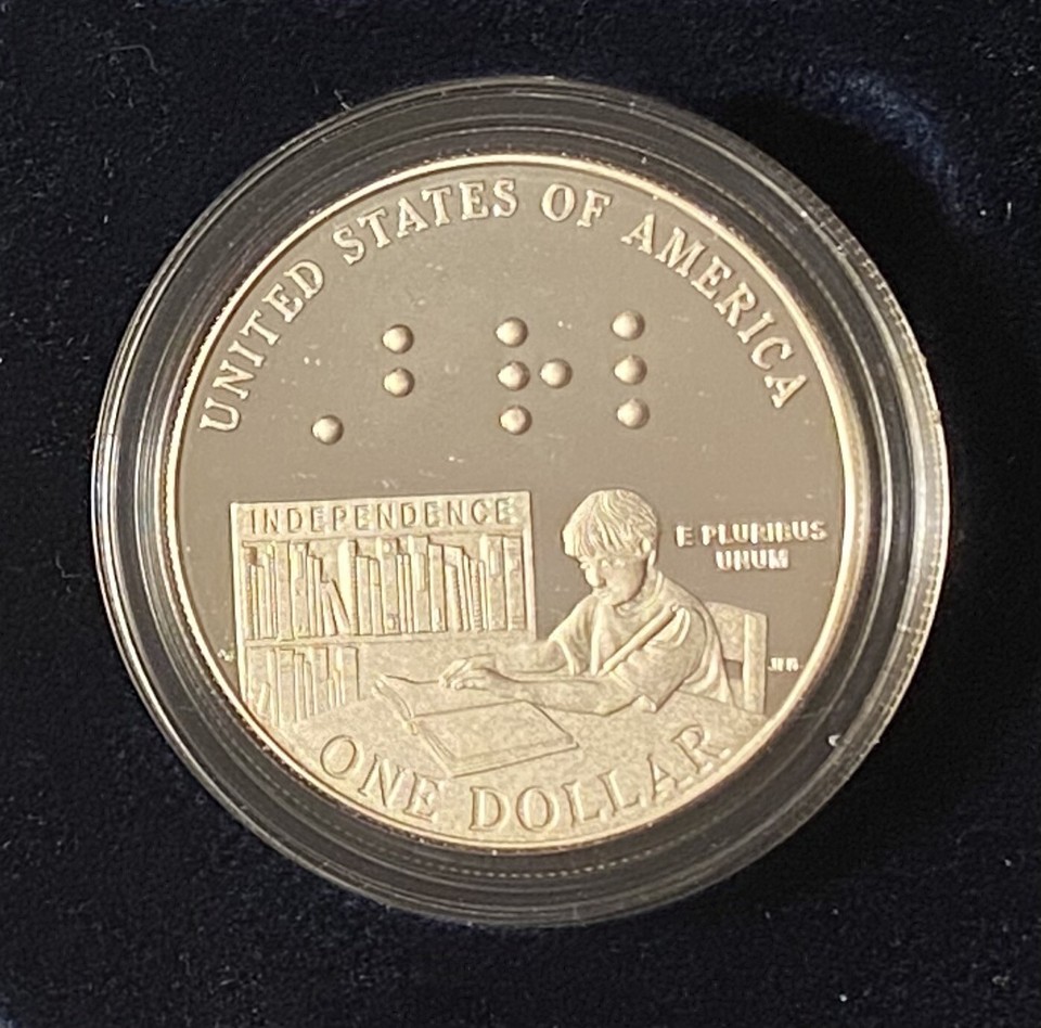 2009 Louis Braille Bicentennial Proof Silver Dollar Commemorative Coin ...