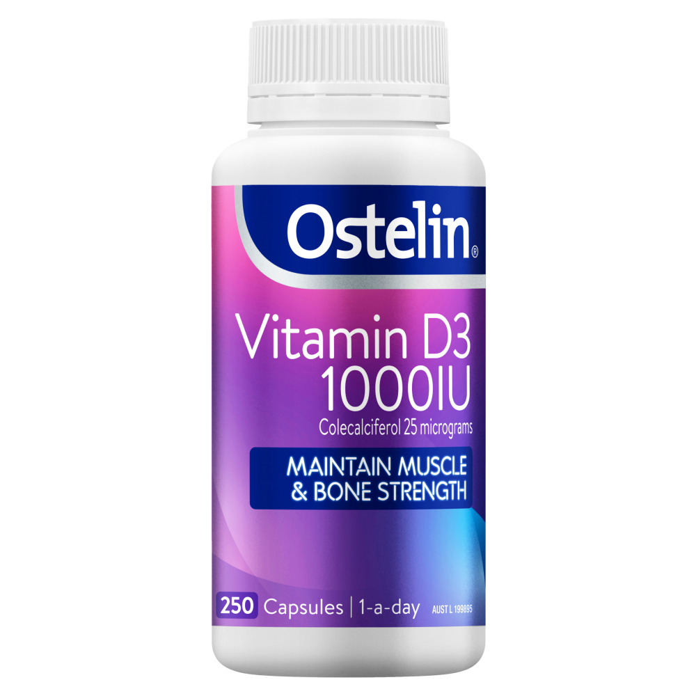 Ostelin Vitamin D3 1000IU 250 Capsules Maintain Muscle & Bone Strength ...