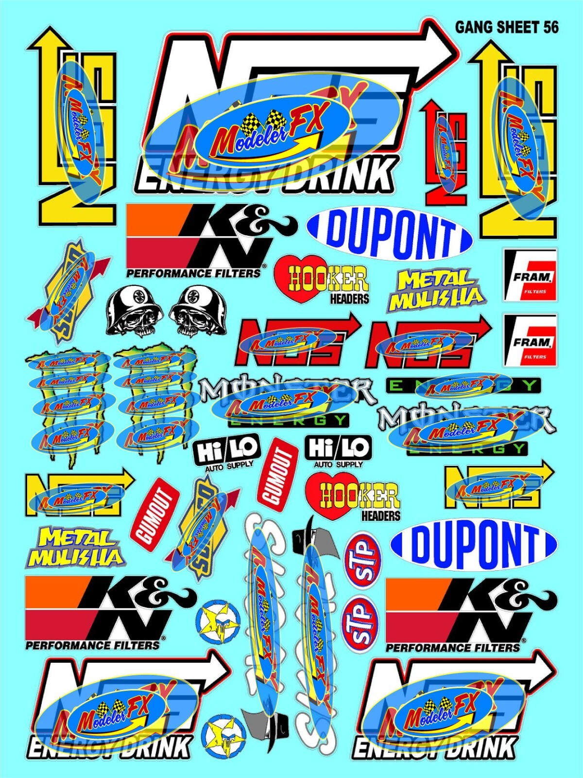 WHITE VINYL RACING Sticker Sheet 56 Variety-R/C MODEL Die-cut -Decals 1 ...