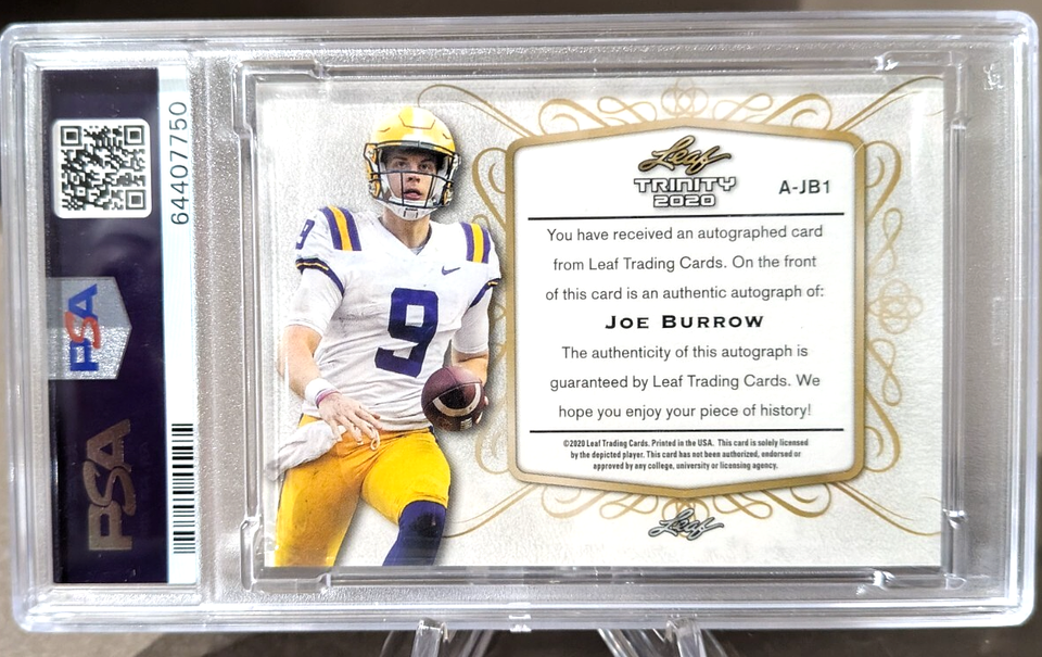 Joe Burrow 2020 Leaf Trinity Signatures #A-JB1 Gold Foil RC PSA 10 Pop ...