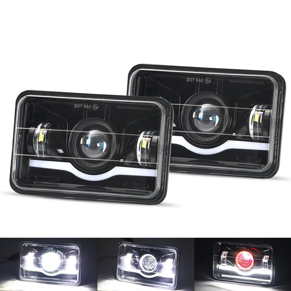 Pair 4X6'' LED Work Lights Spot Driving Fog Headlight Offroad + Mount ...