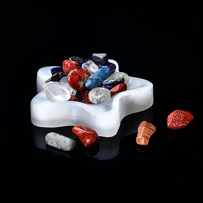 Selenite Crystal Bowl Plate Rough Carved Quartz Crystal Grid Fengshui ...