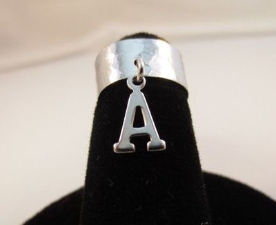 14KT WHITE GOLD EP DANGLE INITIAL A TOE RING IN A HAMMERED RING | eBay