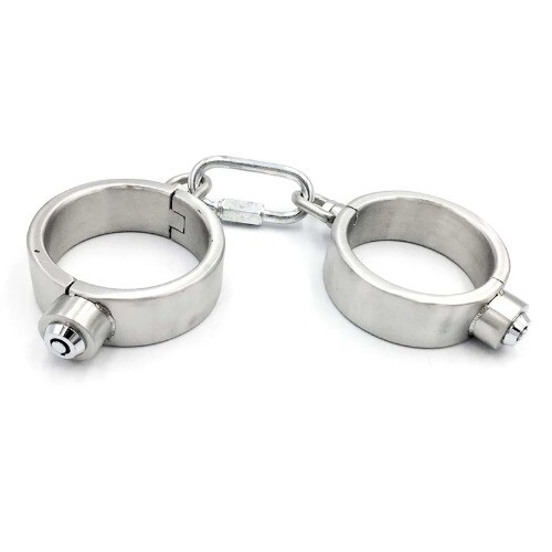 New Stainless Steel Lockable Connect Handcuffs Bondage Manacles Wrist ...