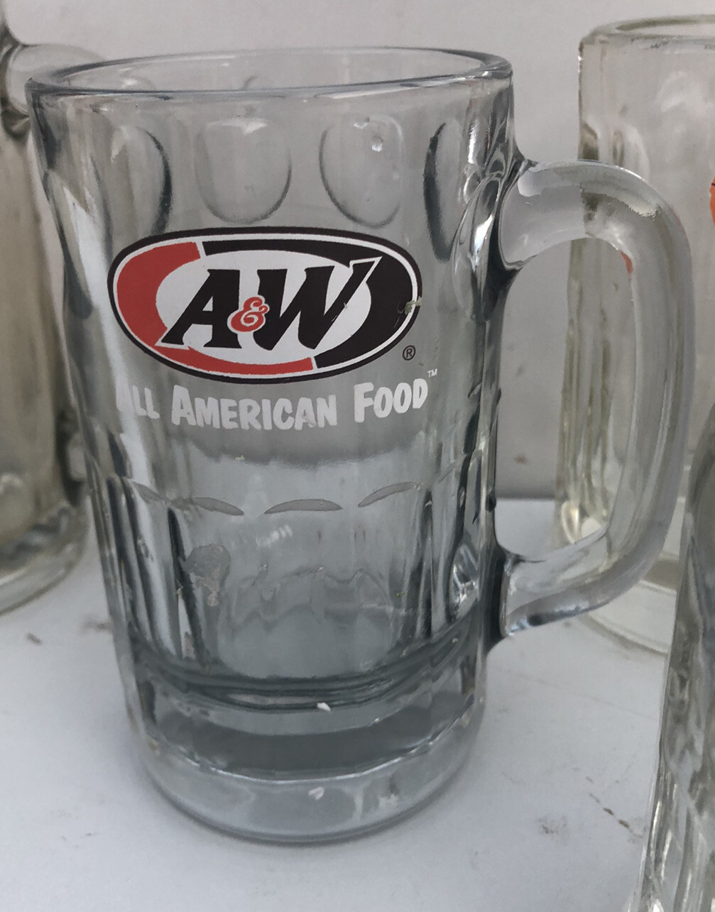 SET (6) Vintage A & W Rootbeer Mug Mixed Size & Logos, Heavy Glass ...