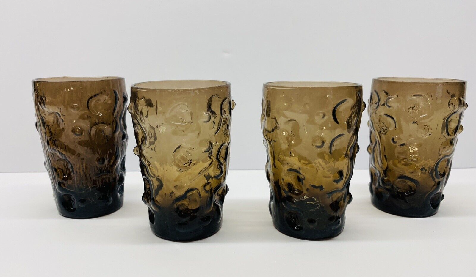 Vintage Set Of 4 Bryce Glass El Rancho Brown Dimple Textured 5 Oz Juice ...