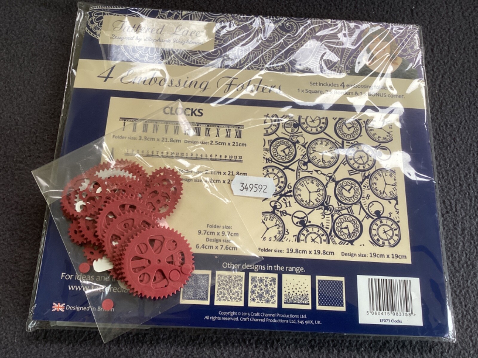 Tattered Lace : CLOCKS - 4 embossing folders + assorted die cut cogs ...