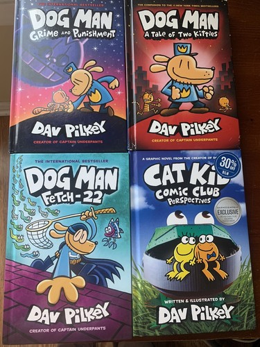 Dog Man Books Lot of 4 Hardcover Dav Pilkey Graphic Novel Set Series 🔥💎 ...