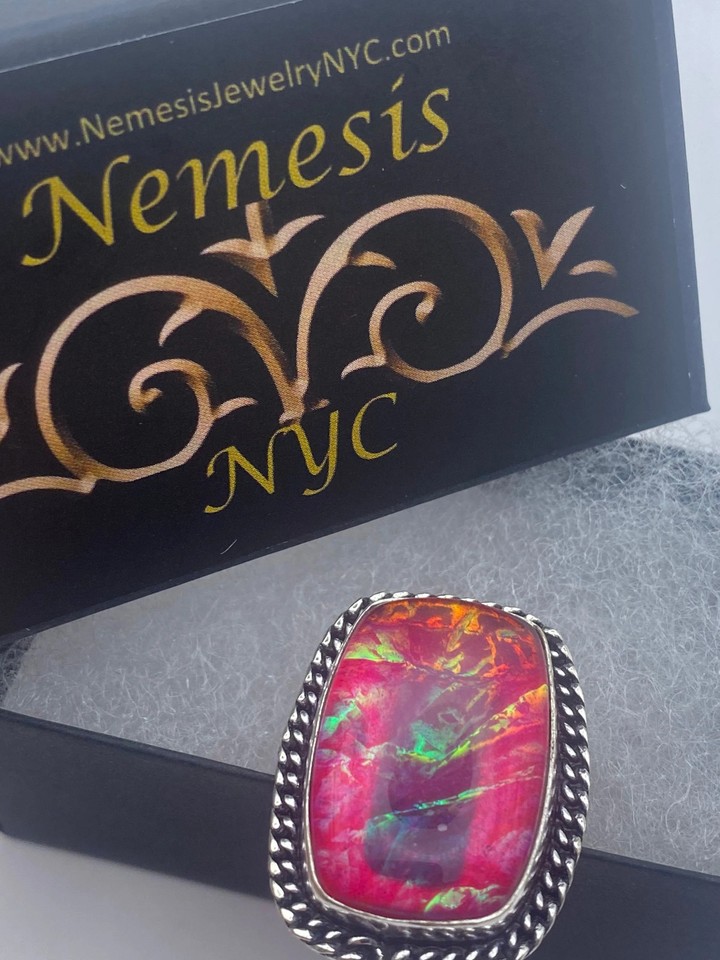 Vintage Aqua Pink Butterfly Wing Art Glass Ring | eBay