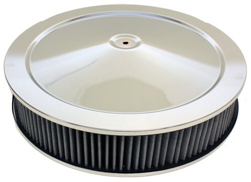 CHEVY–FORD–MOPAR 14" Chrome Steel Air Cleaner Set – Hi-Lip Base w ...