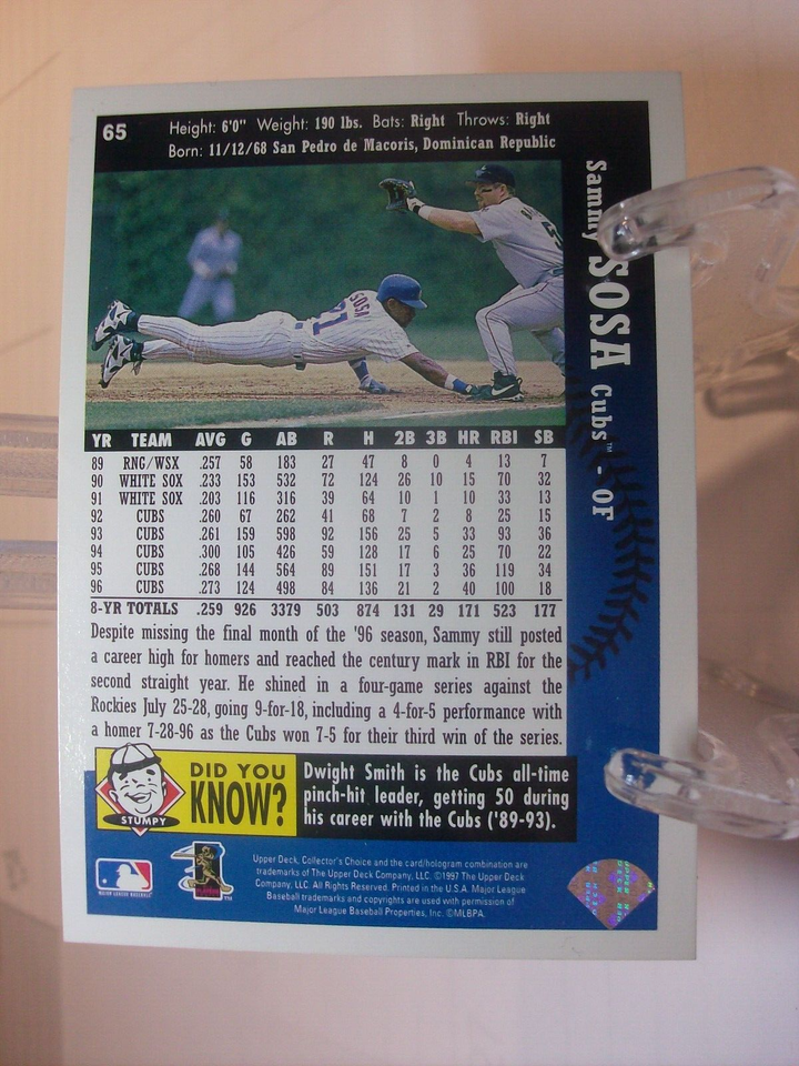 1997 UD Collector's Choice #65 - Sammy Sosa - Chicago Cubs 97-433 | eBay