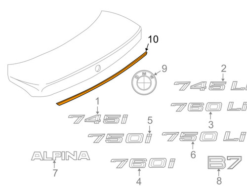 NEW BMW 7 E65 REAR TRUNK LID MOLDING STRIP 51137134067 7134067 OEM | eBay
