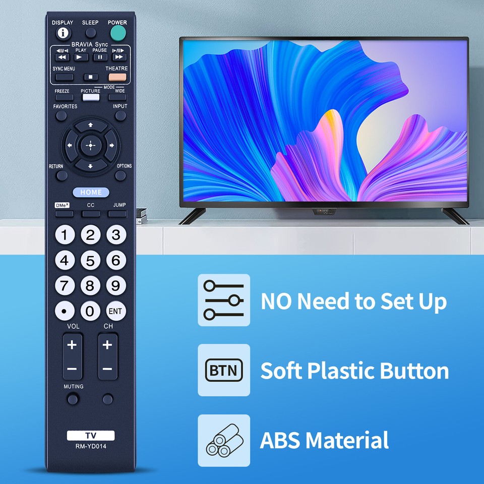RM-YD014 Remote Control For Sony Bravia TV KDL-52V4100 KDL-40V3000 ...