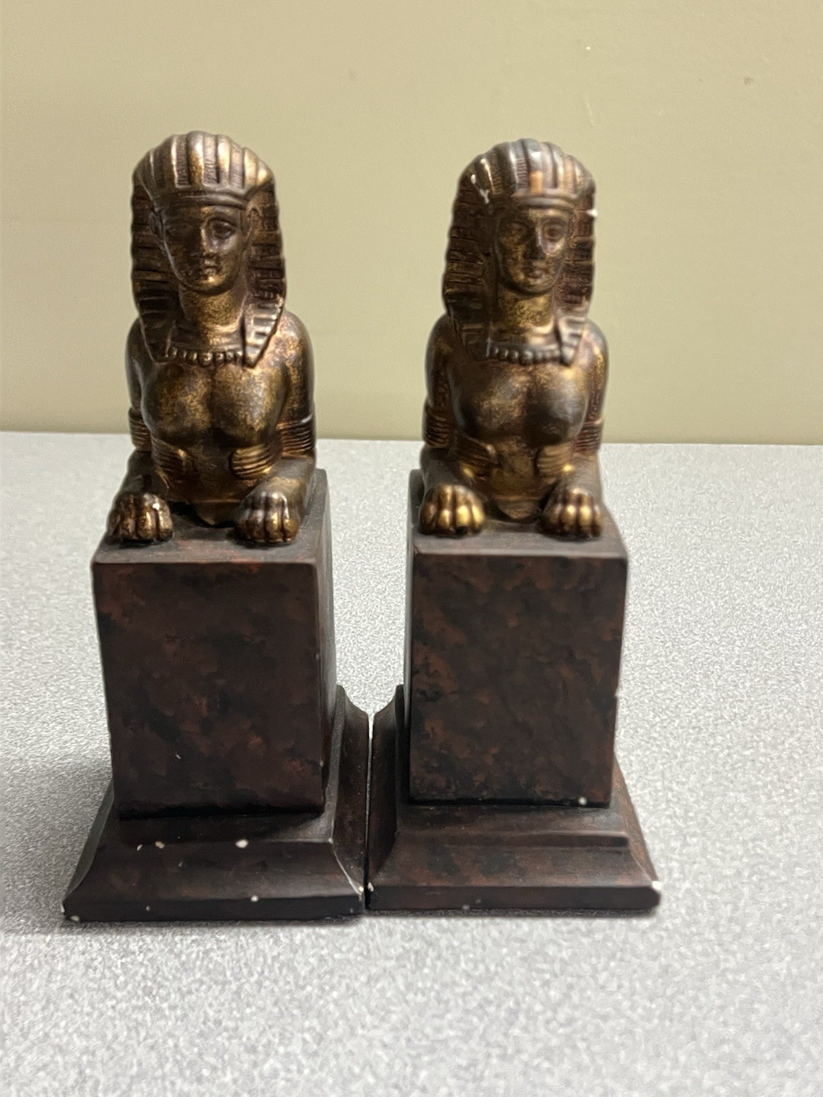 H 8” antique bookends Egyptian Egypt Sphinx Pharaoh bookend | eBay