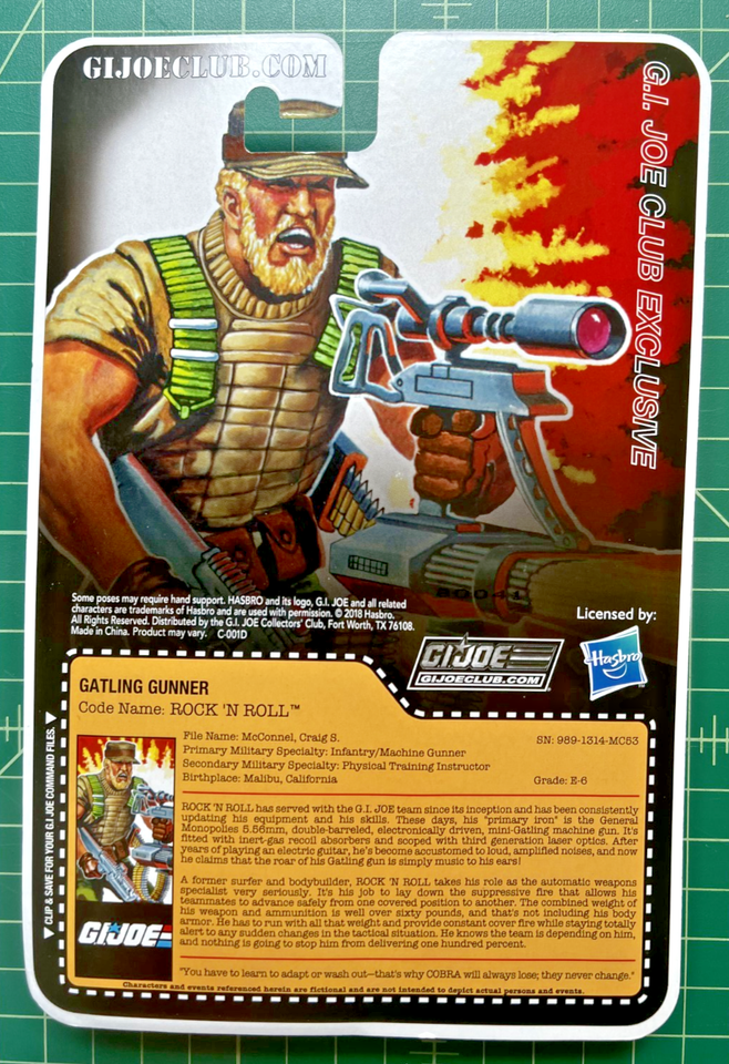 G.I.JOE EXCLUSIVE COLLECTOR'S CLUB: ROCK 'N ROLL - GATLING GUNNER | eBay
