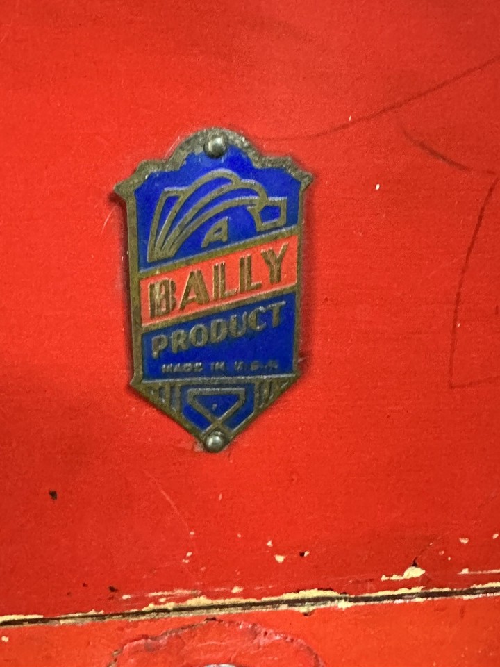 VINTAGE BALLY BUMPER PINBALL MACHINE COIN OPERATED WOOD RAIL TRADE ...